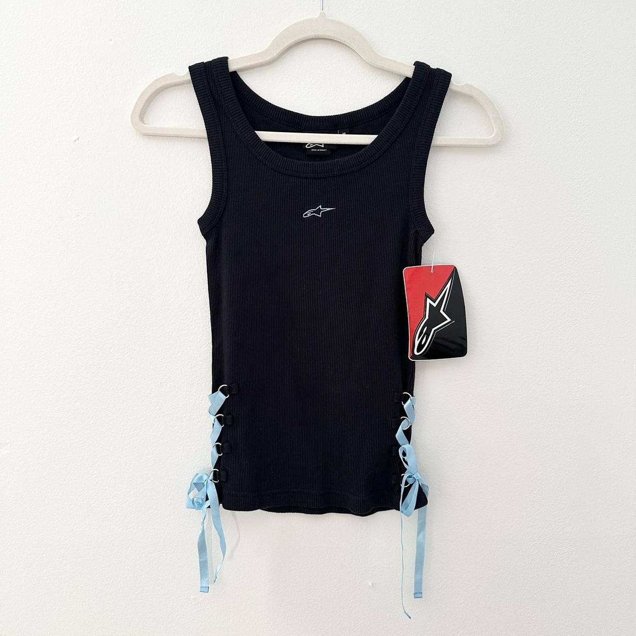 Vintage Baby Blue Ribbon Corset Motorcycle Wife... - Depop