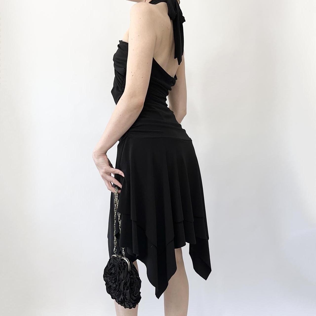 Vintage 2000s Y2K Black Handkerchief Halter Mini... - Depop