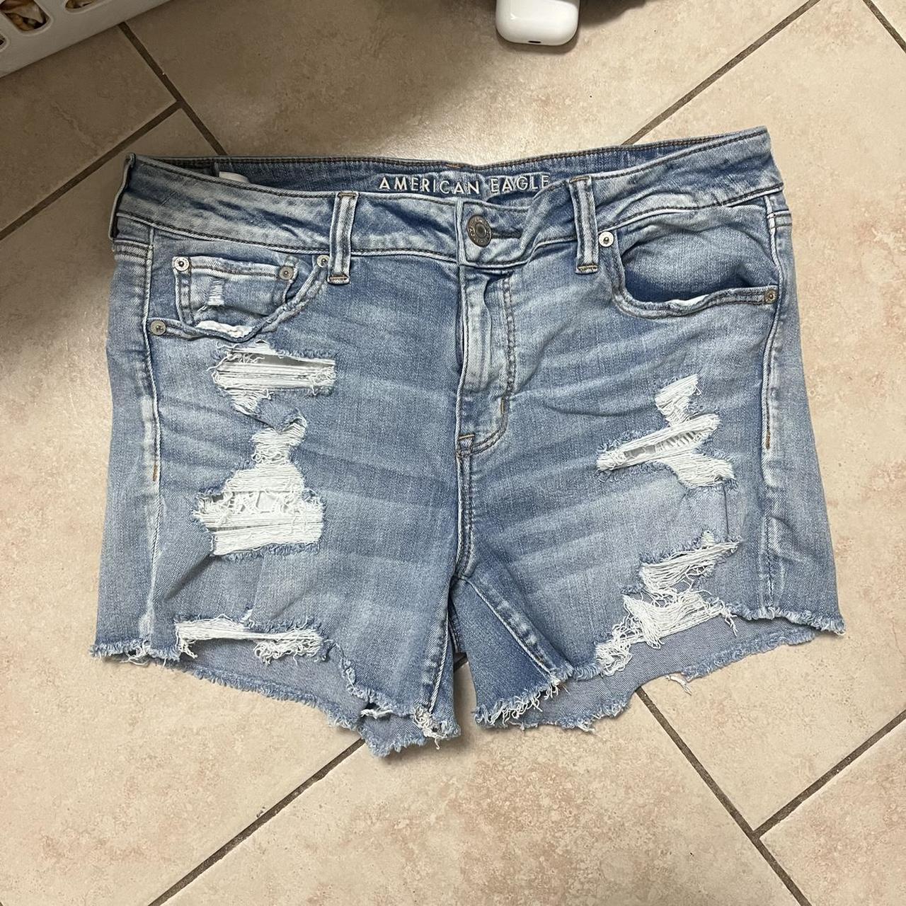 American Eagle Outfitters Women's Blue and White Shorts | Depop