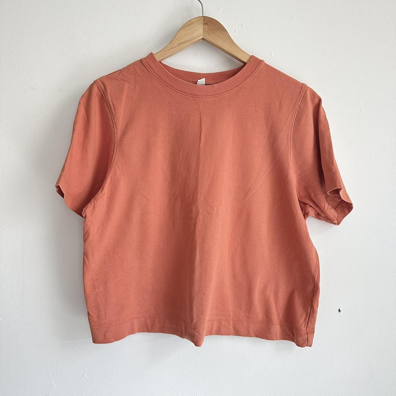 Uniqlo burnt orange boxy tee Size small Good... - Depop