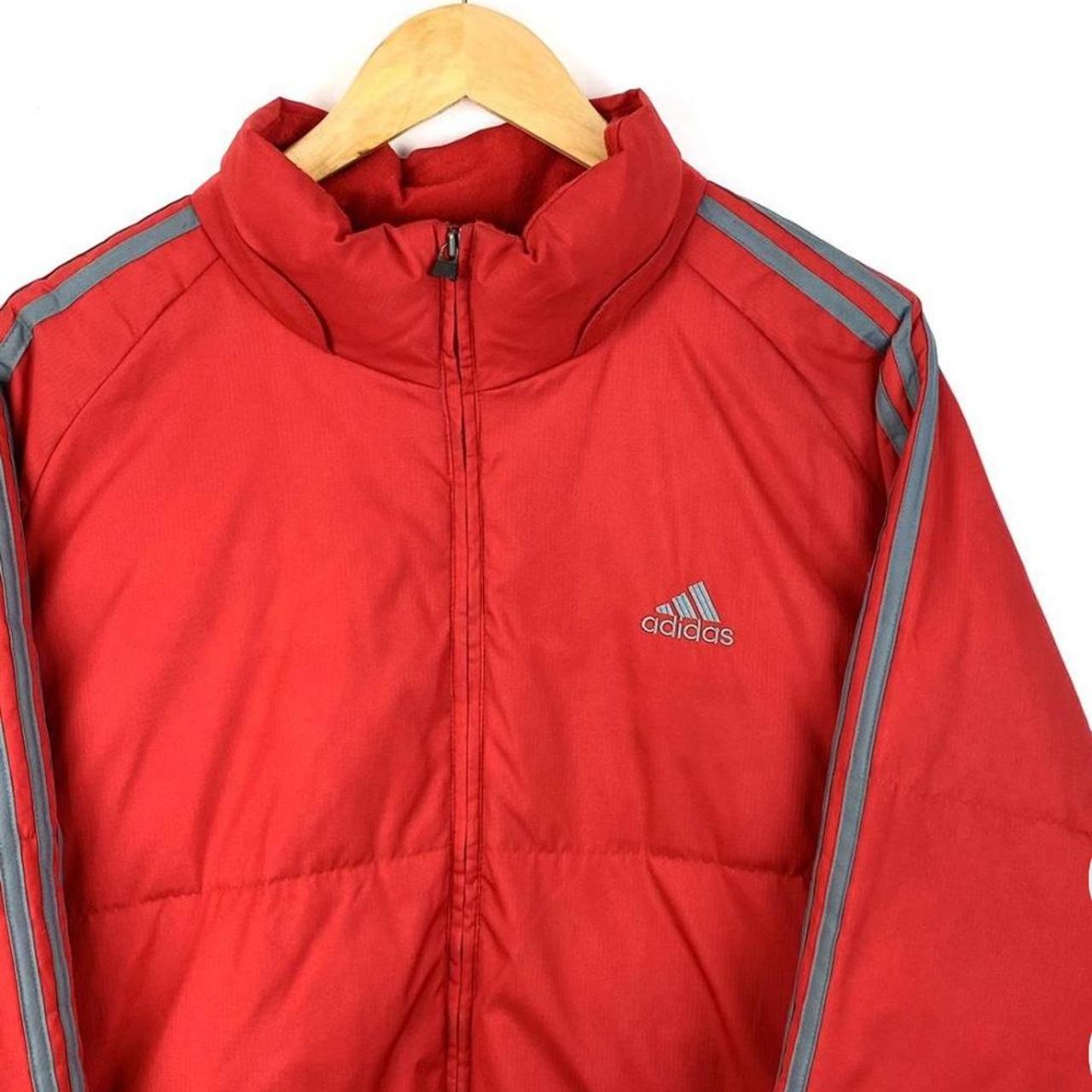 Adidas Men's Red and Grey Jacket | Depop