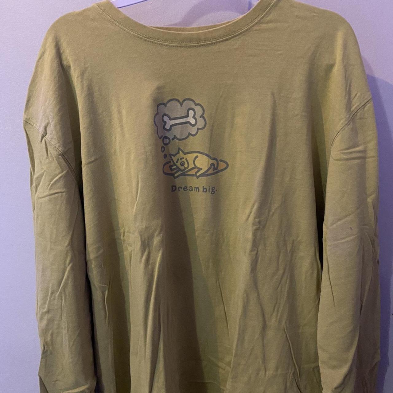 Life is Good Men's Green and Yellow T-shirt | Depop