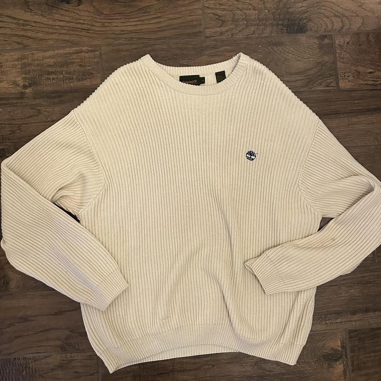 super big comfy timberland sweater tagged L fits... - Depop