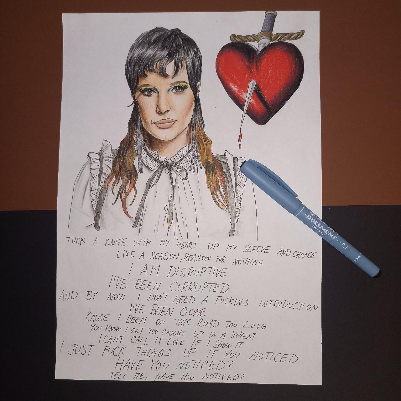 Halsey - Lilith drawing on paper Size: A4 #halsey... - Depop