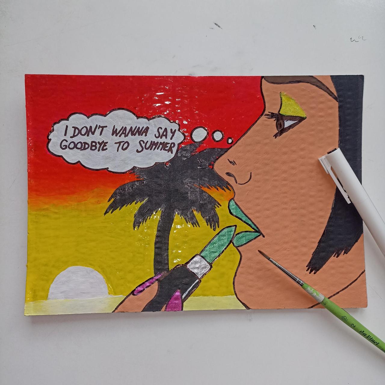 Original comic acrylic painting with glitters on... - Depop