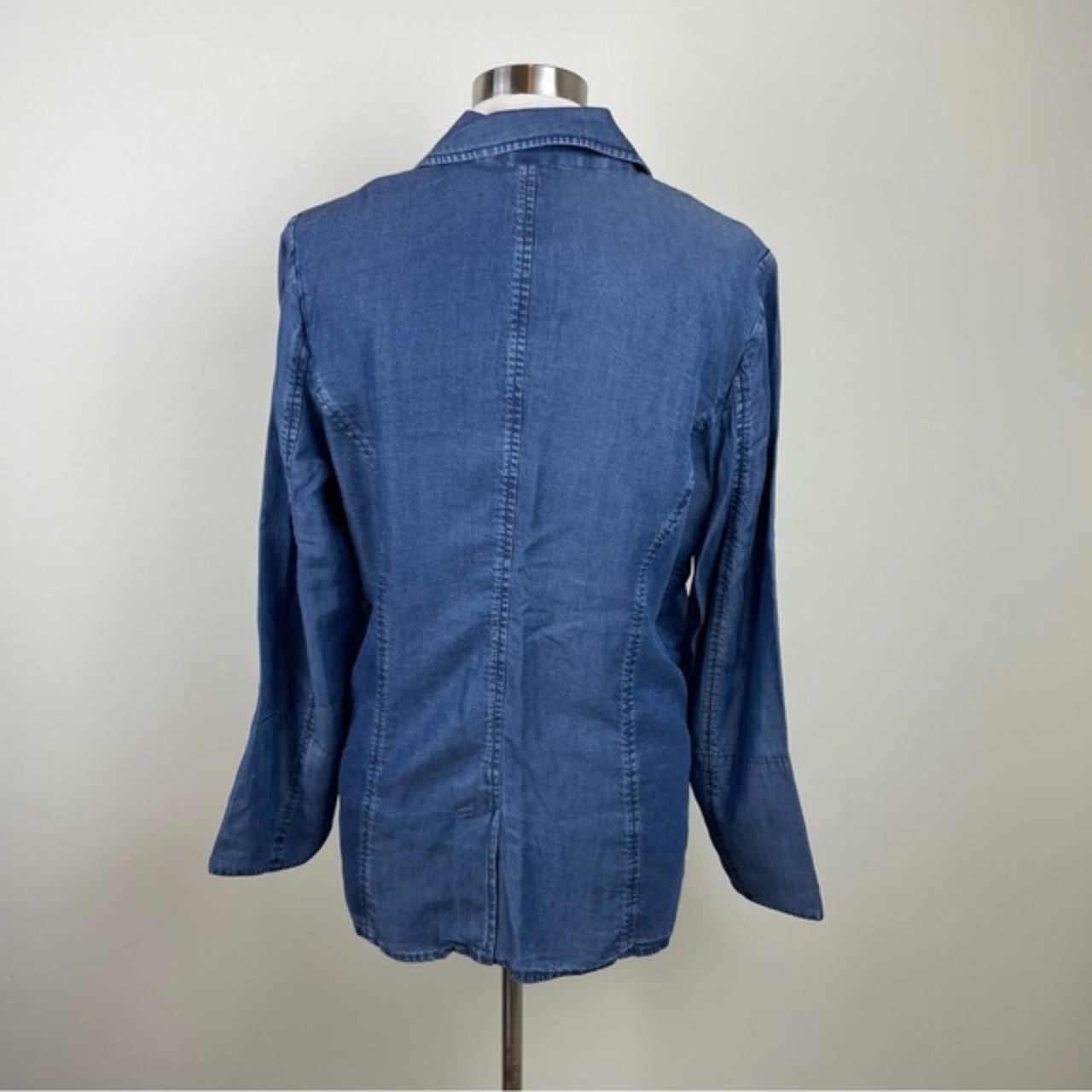 Soft Surroundings Blue Denim Button Front Jacket... - Depop