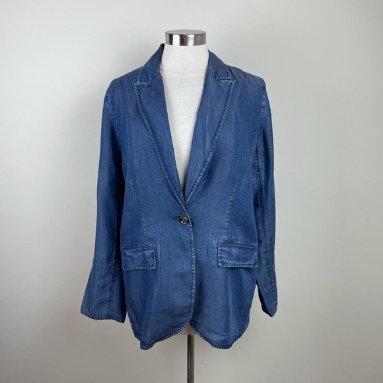Soft Surroundings Blue Denim Button Front Jacket... - Depop