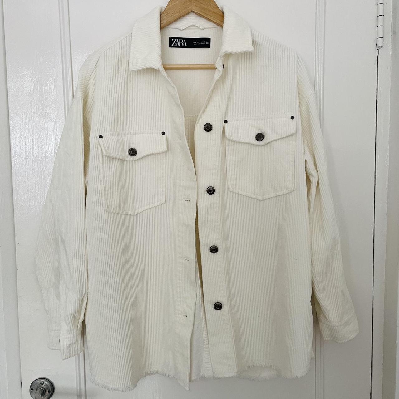 Zara cream corduroy jacket Size S Hardly worn,... - Depop