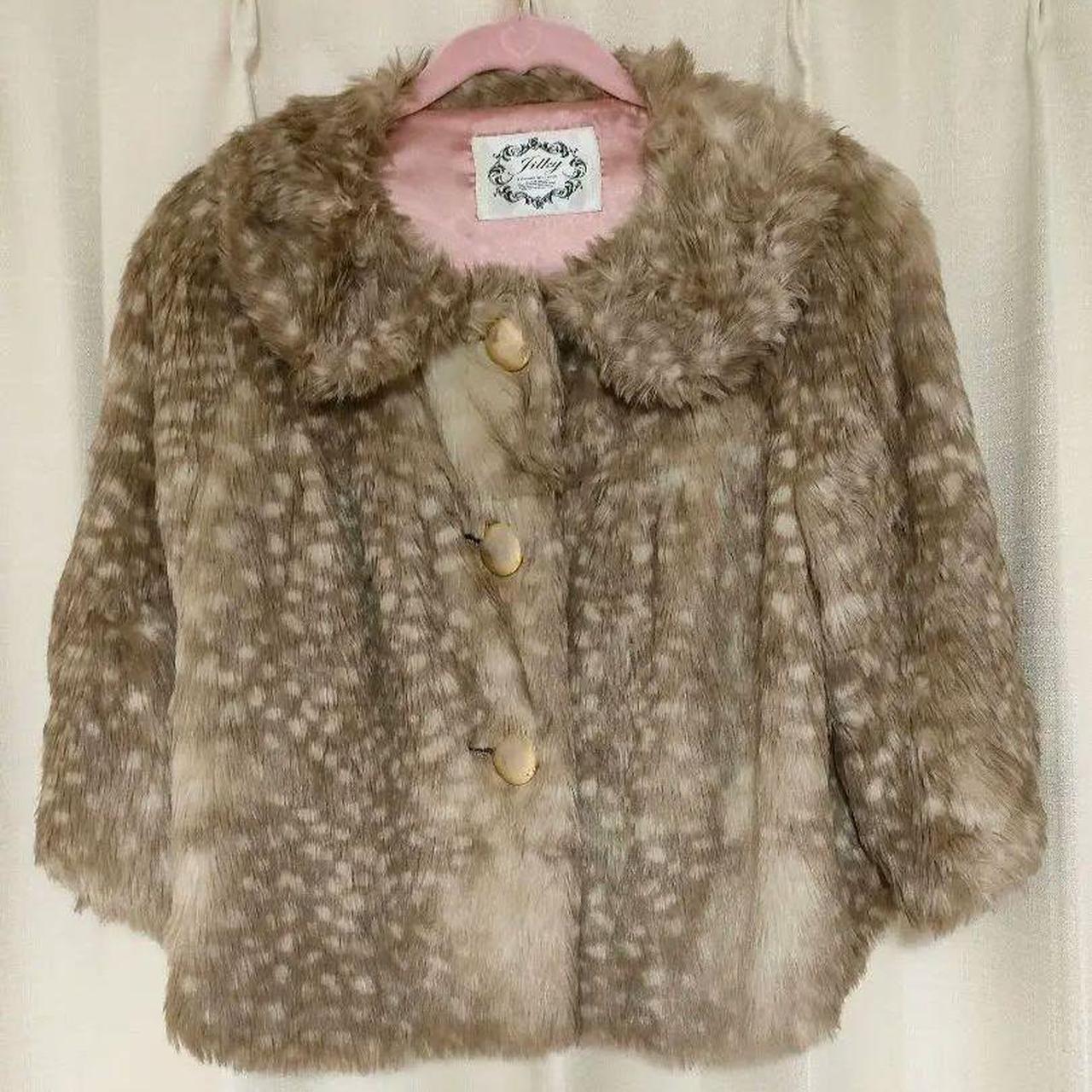 Fawn deer print fur coat from Japan Has a feel of... - Depop
