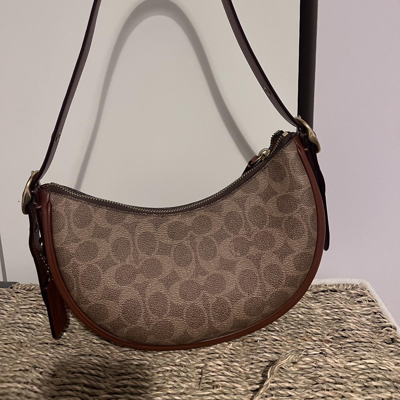 COACH Luna crescent shaped shoulder bag Coated... - Depop