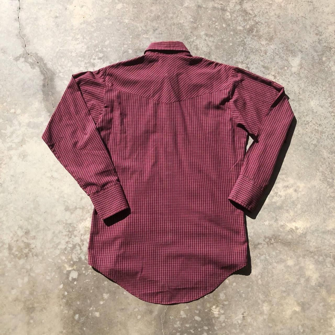 Red White Grid Print Pearl Snap Shirt Plains Western... - Depop