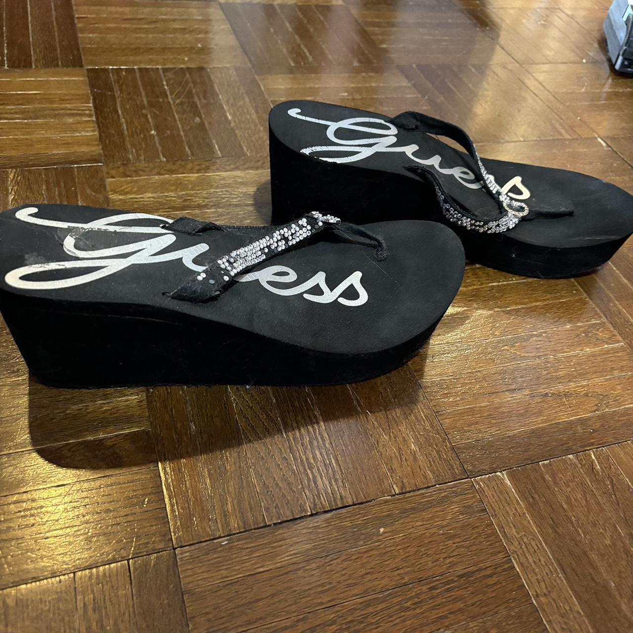 guess platform wedge sandals size 10 #guess... - Depop