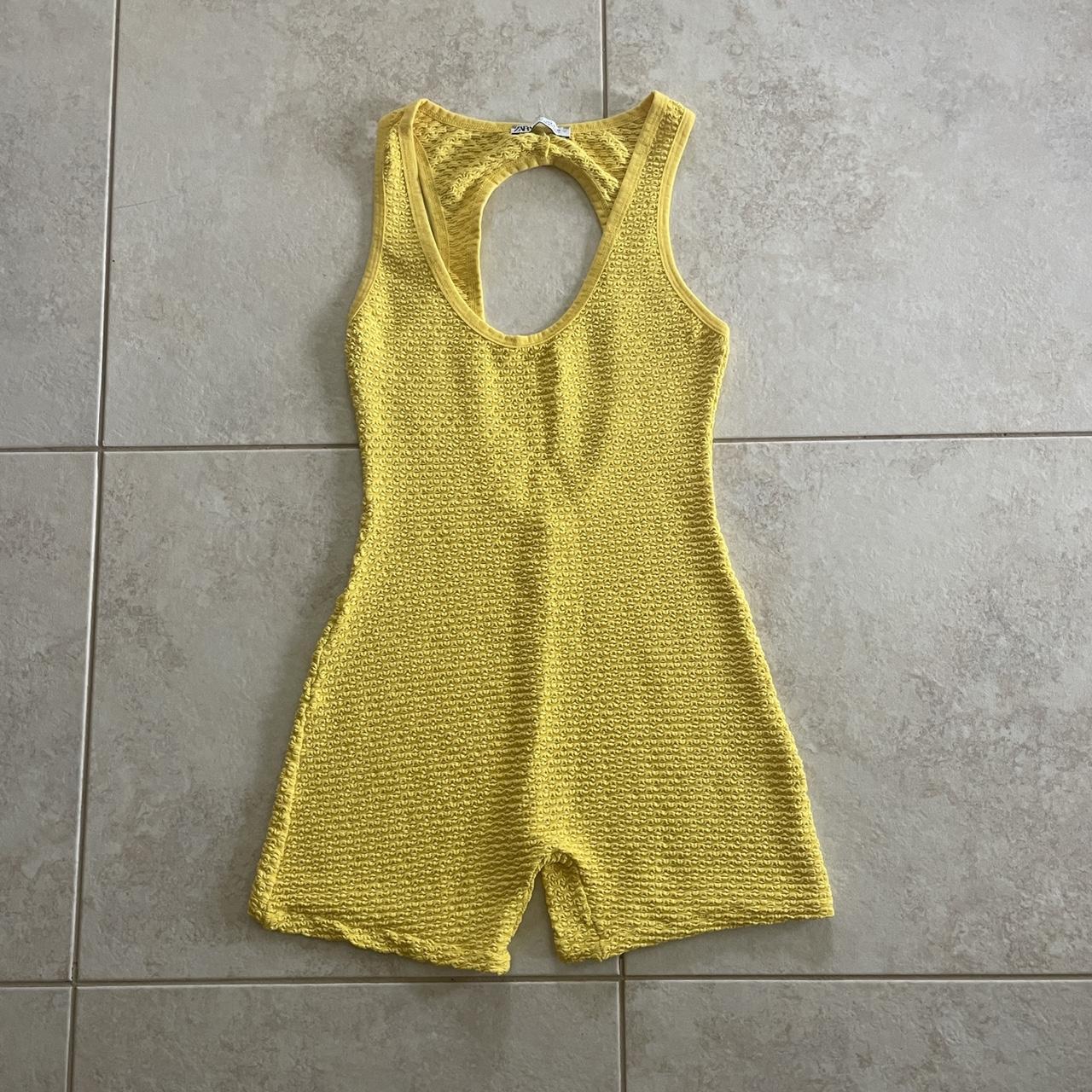 Yellow playsuit/romper from Zara⚡️ Features gorgeous... - Depop