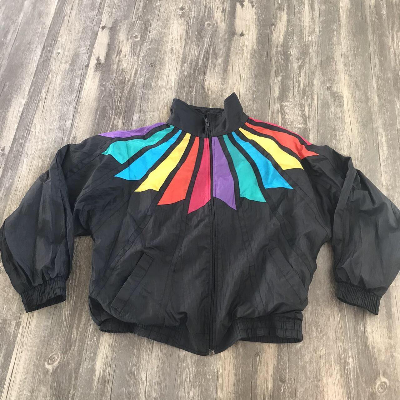 Vintage Rainbow Windbreaker Jacket Multi Color Pride... - Depop
