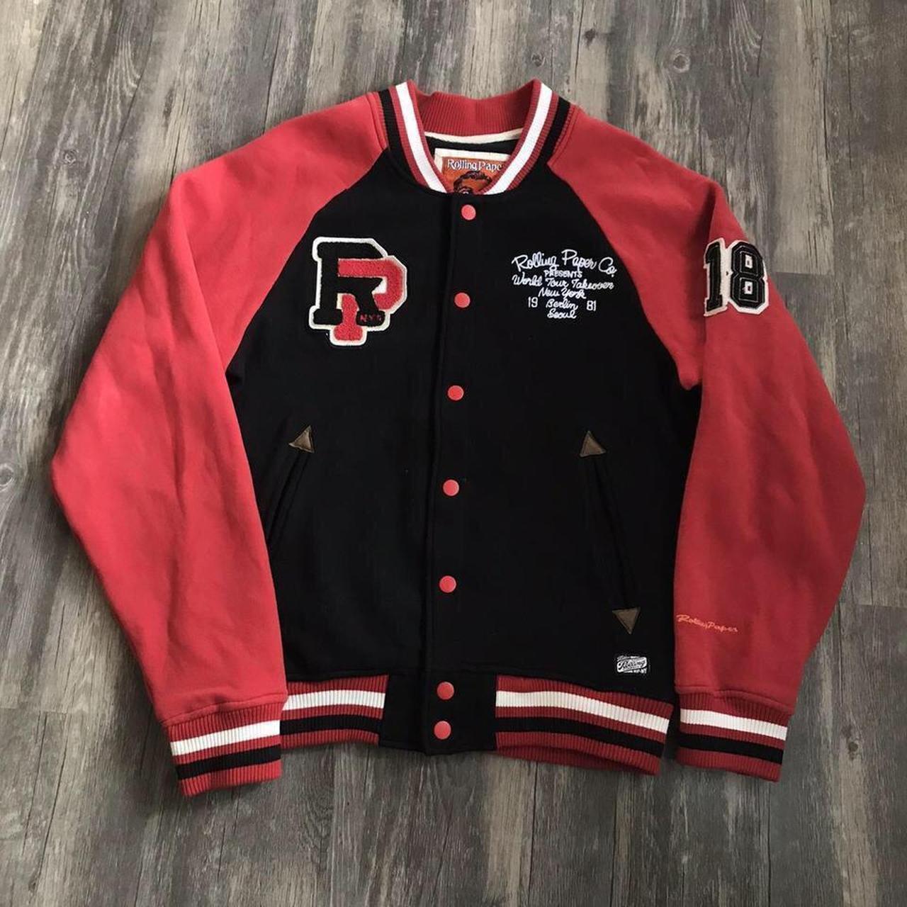 Vintage Rolling Paper Varsity Jacket Letterman... - Depop
