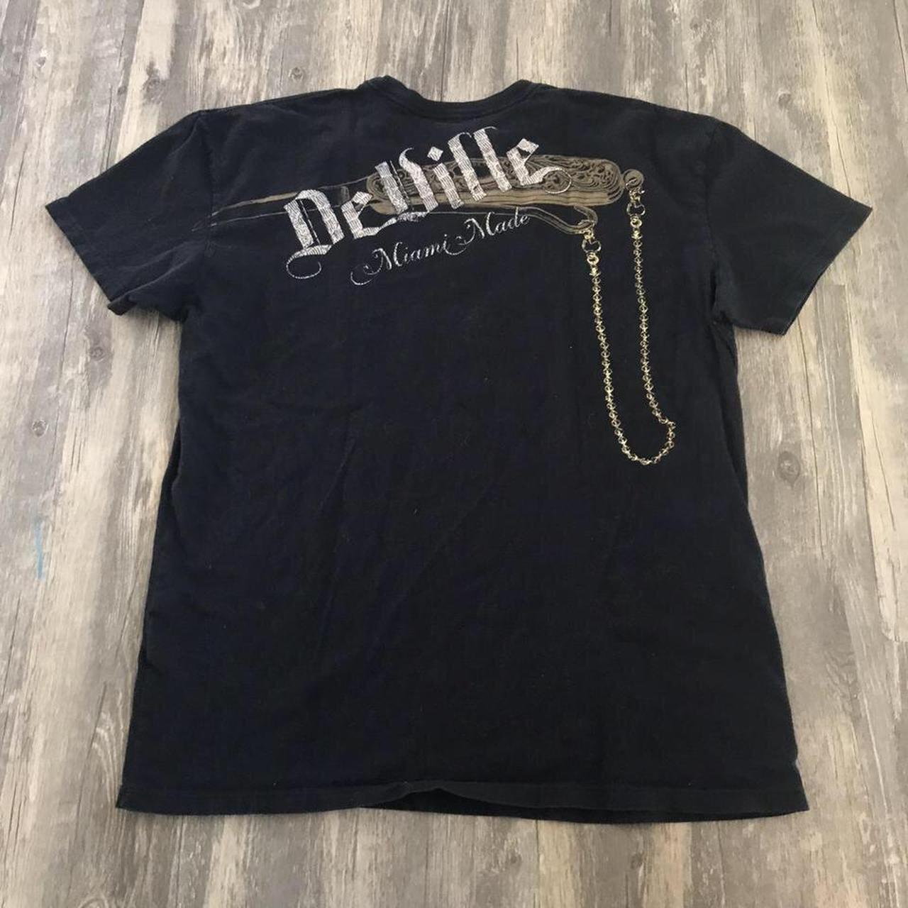 Cyber Y2K Mall Goth Tee Deville Miami Made Skulls... - Depop