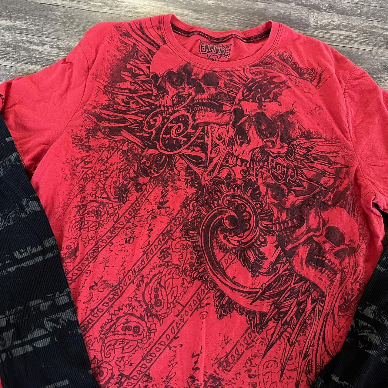 MMA Elite Affliction Y2K grunge Mock long sleeve top... - Depop