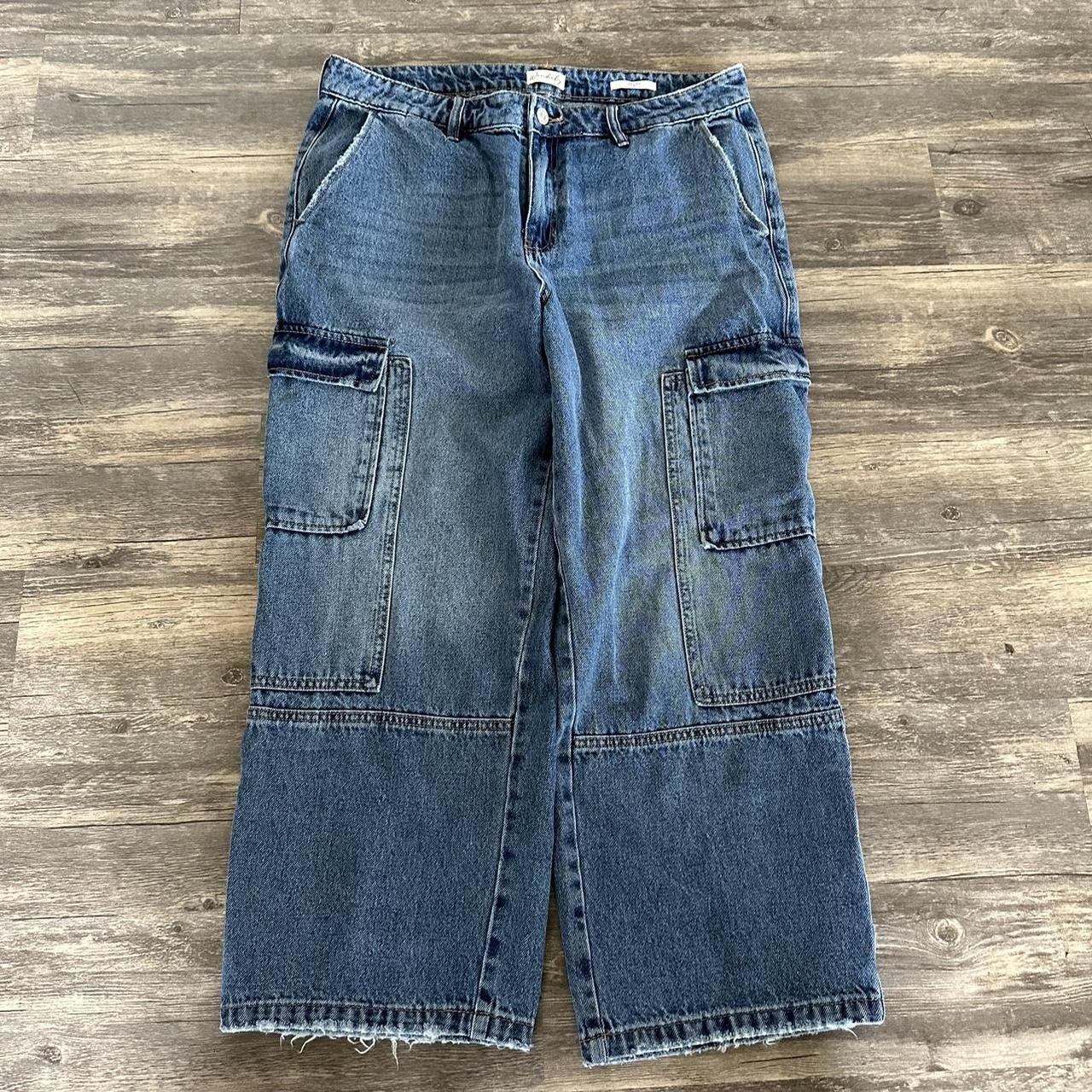 Baggy Skater Denim Cargo Jeans - Depop