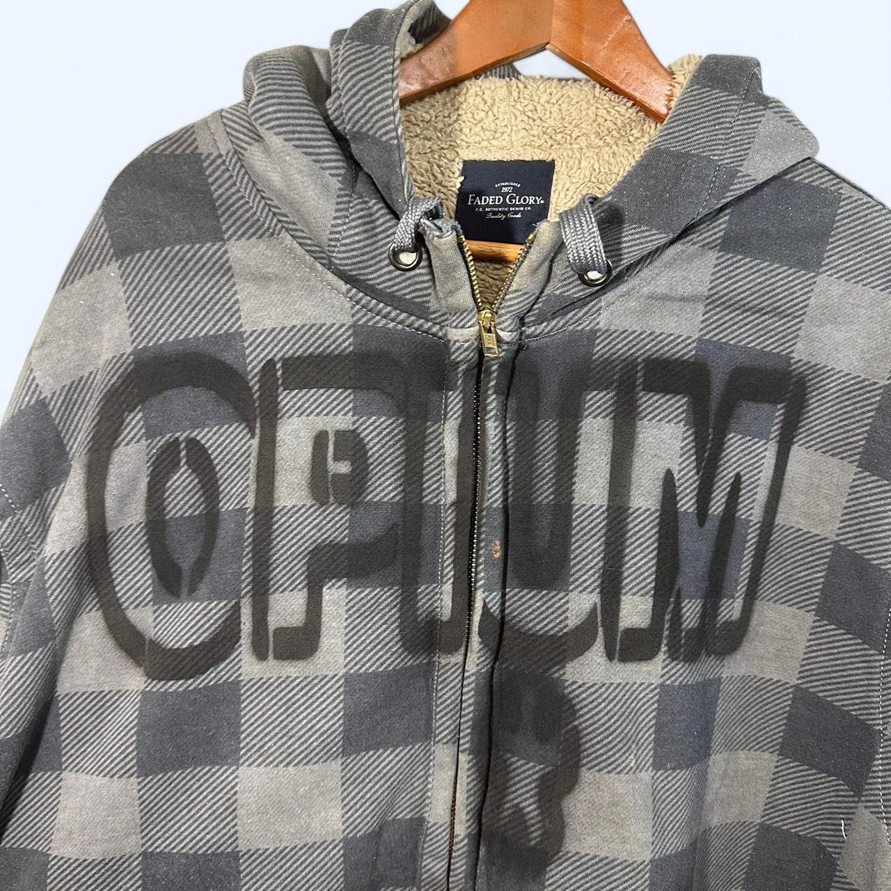 Vintage Reworked OPIUM Striped Zip Up Hoodie Jacket... | Depop