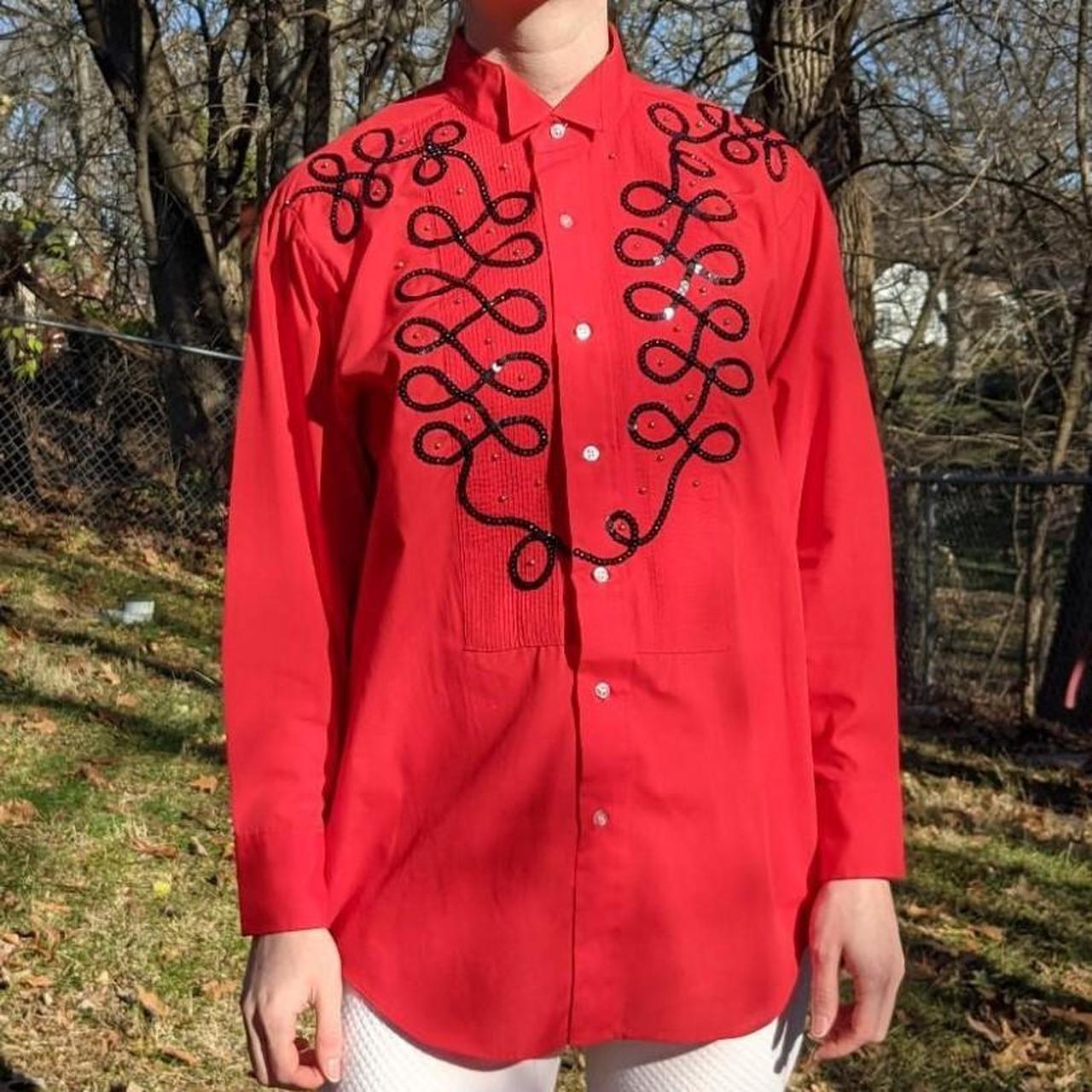 Vintage 80s western nudie suit style shirt with... - Depop