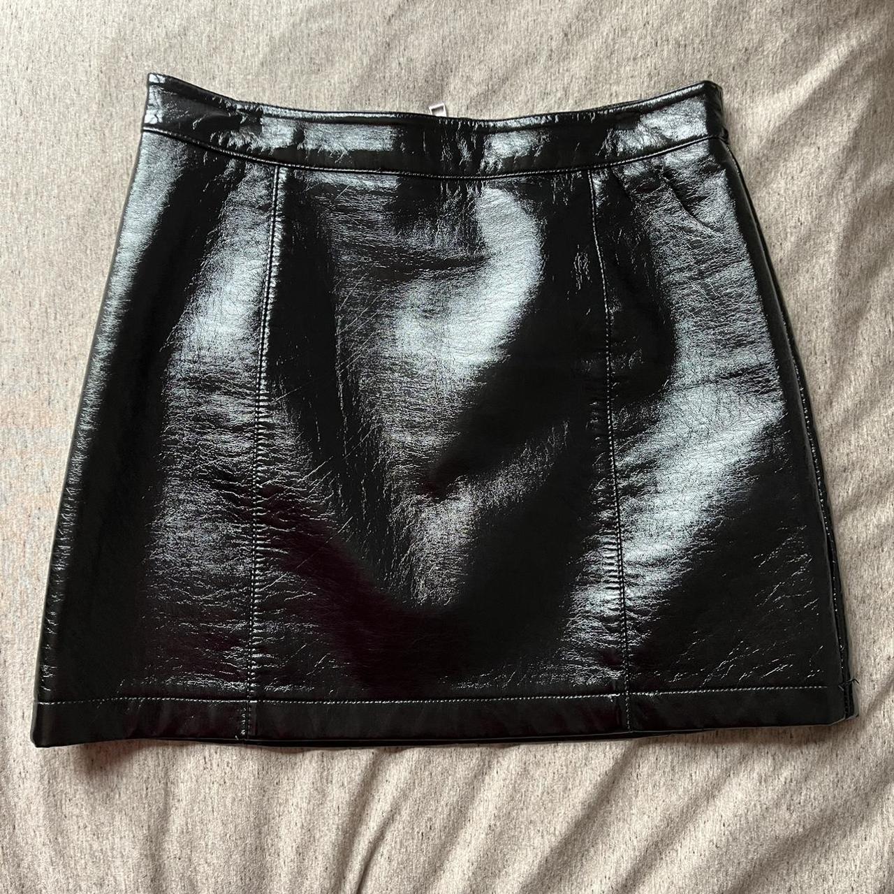TOPSHOP black vinyl / PVC / leather look mini... - Depop