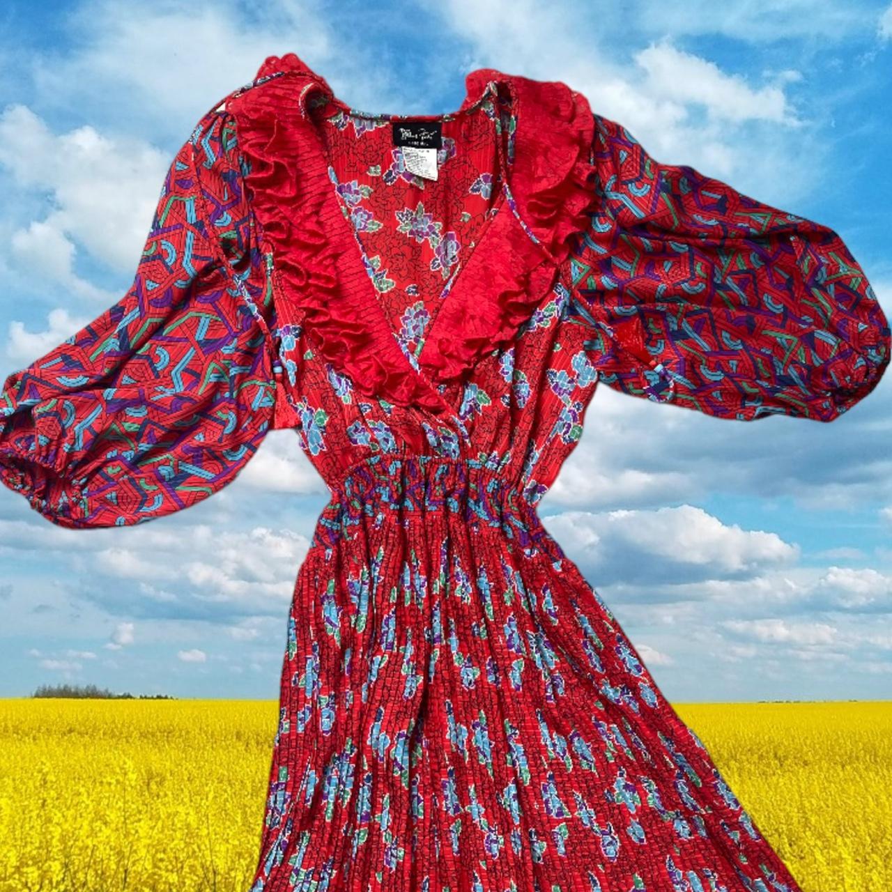 Women's Blue and Red Dress | Depop