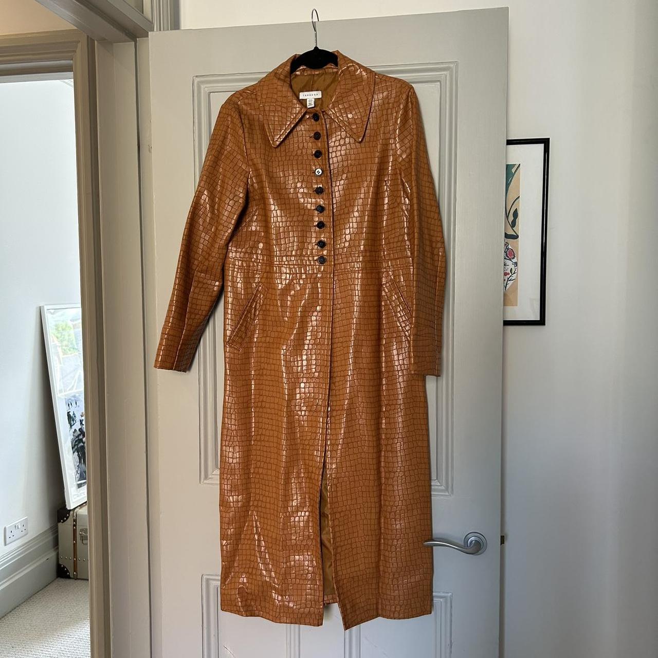 Topshop Women's Orange and Tan Coat | Depop