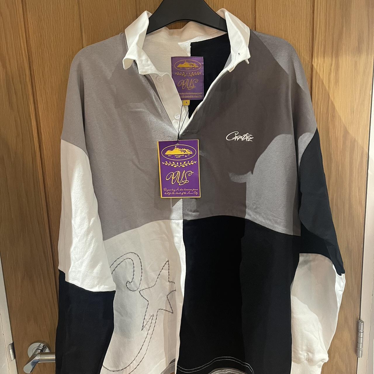 Corteiz Rugby Shirt Greyscale Size: Large but fits... - Depop