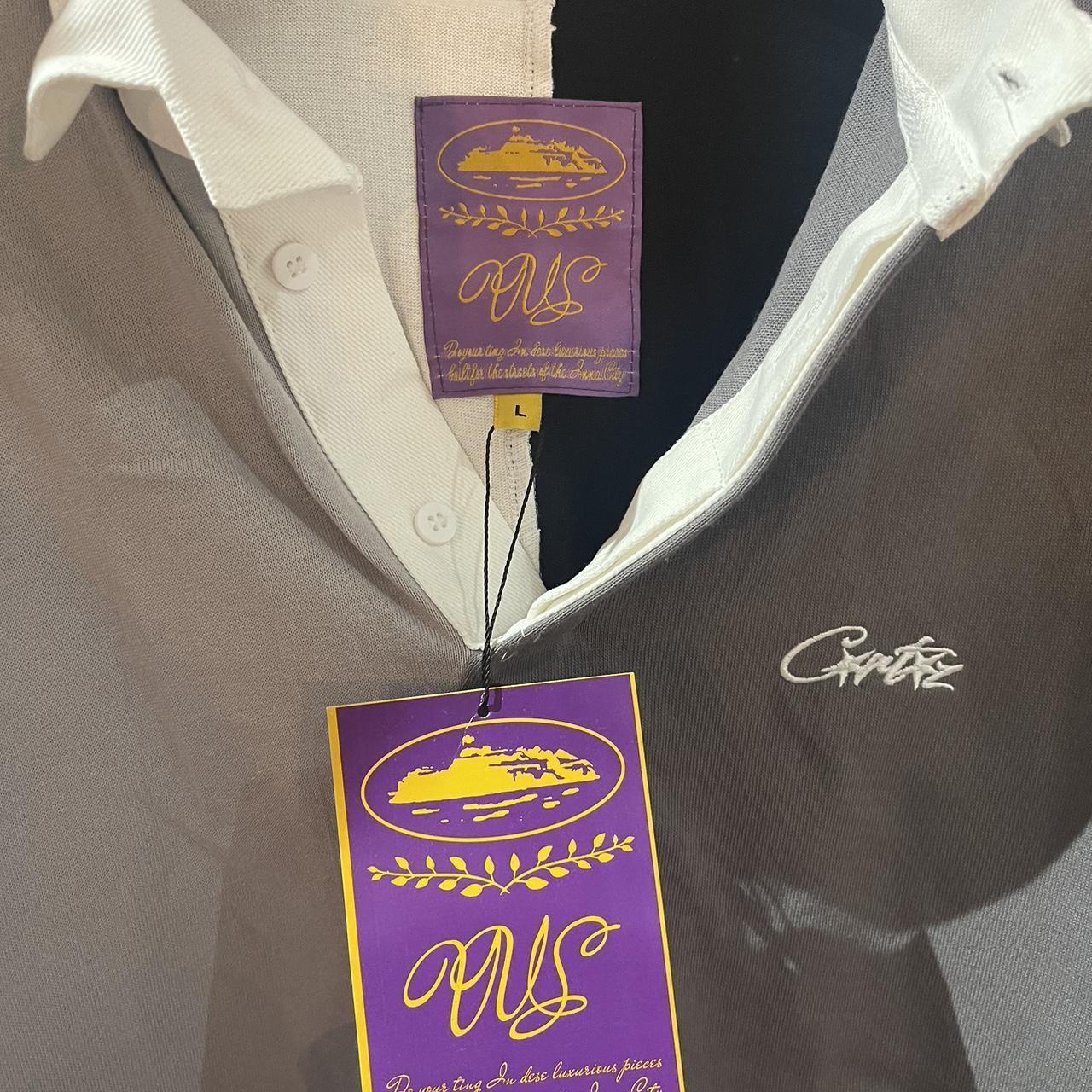 Corteiz Rugby Shirt Greyscale Size: Large but fits... - Depop