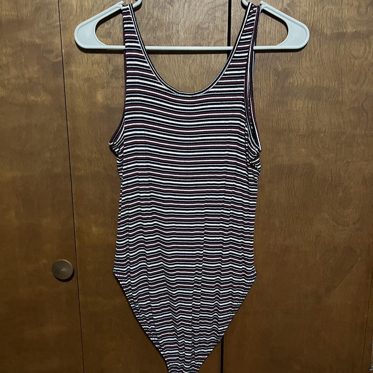Mossimo supply co form fitting striped body... - Depop