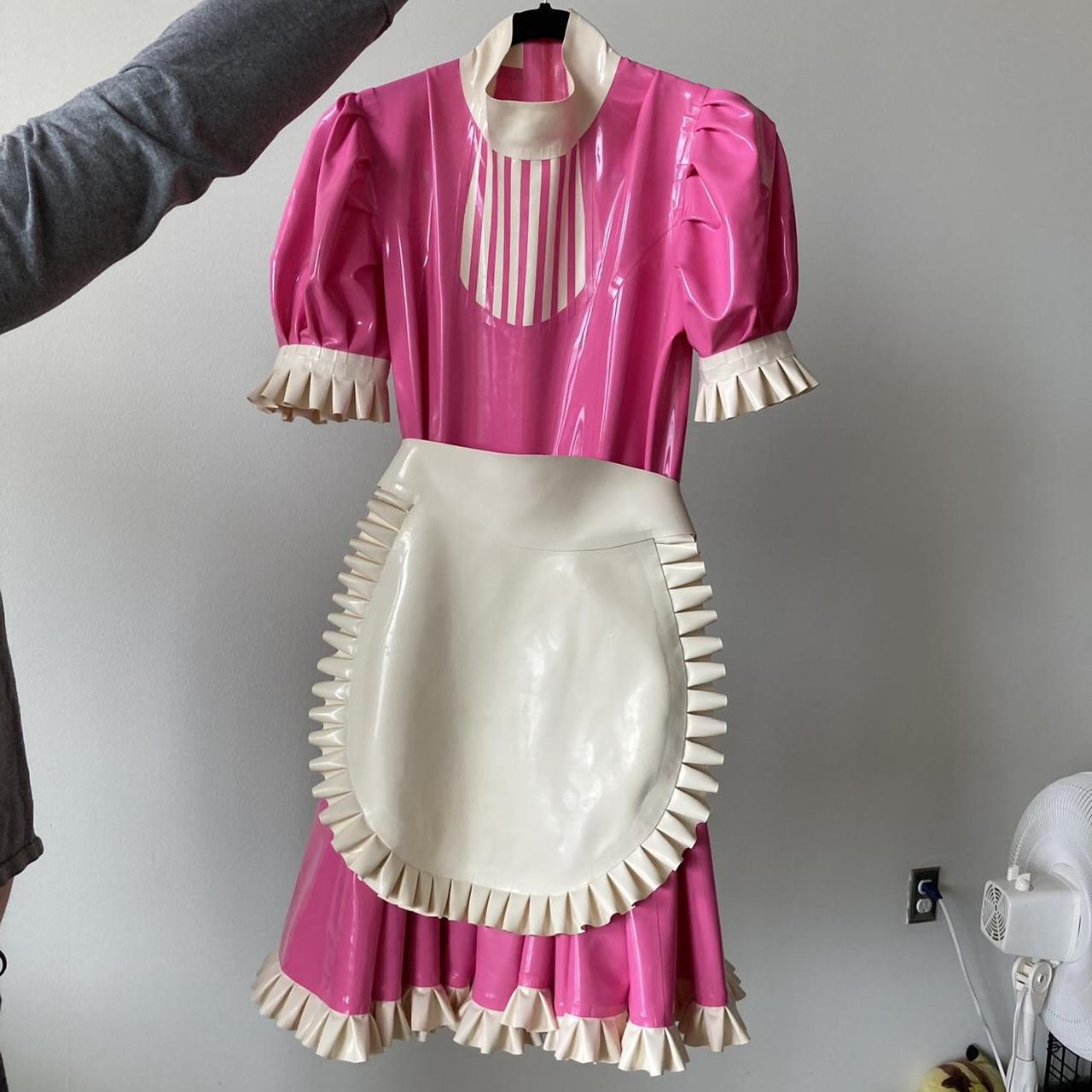 Latex rubber pink maid dress uniform from Libidex.... - Depop