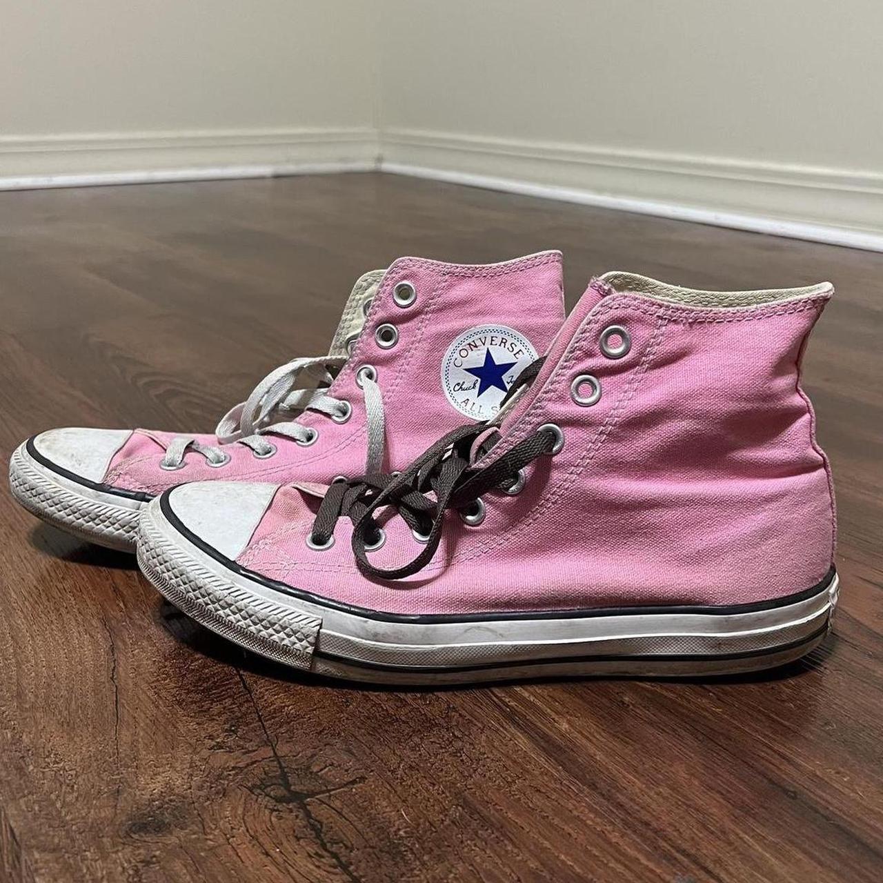 Pink high top Converse pink converse. will clean... - Depop