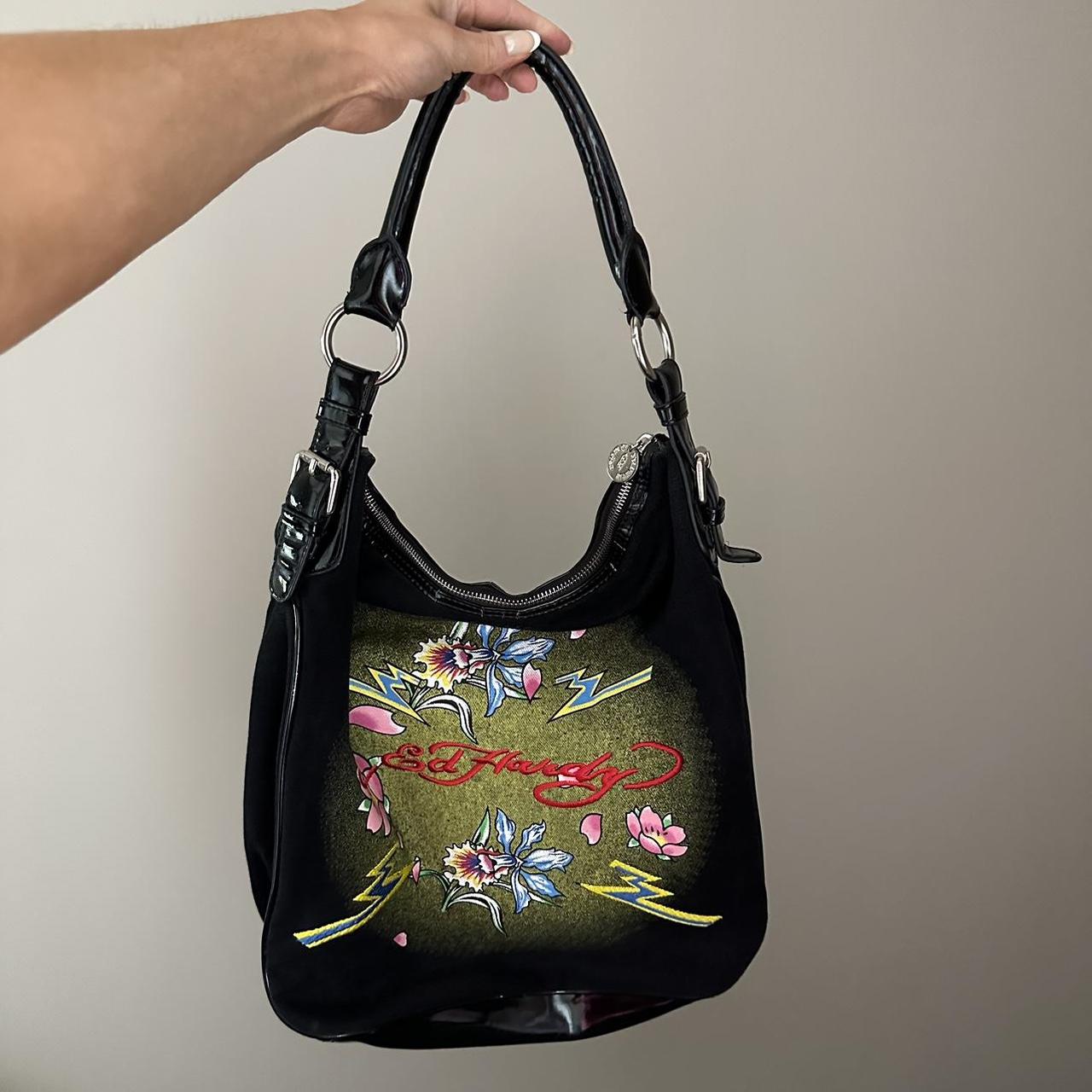 FULLY BEDAZZLED VINTAGE Y2K ED HARDY CANVAS TOTE... - Depop