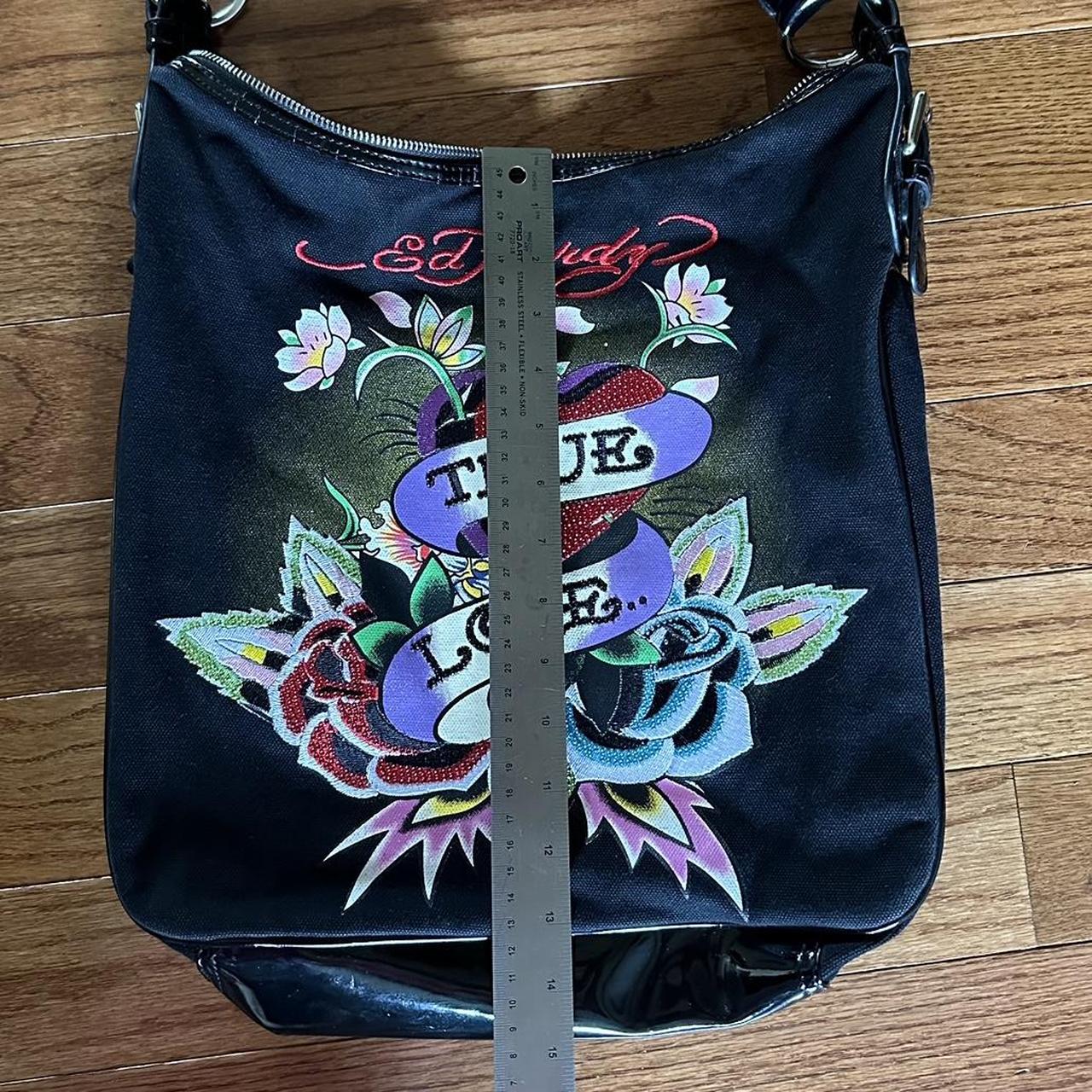 FULLY BEDAZZLED VINTAGE Y2K ED HARDY CANVAS TOTE... - Depop