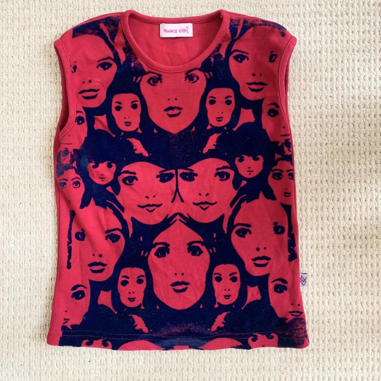 Punkyfish Women's Red and Navy Vest | Depop
