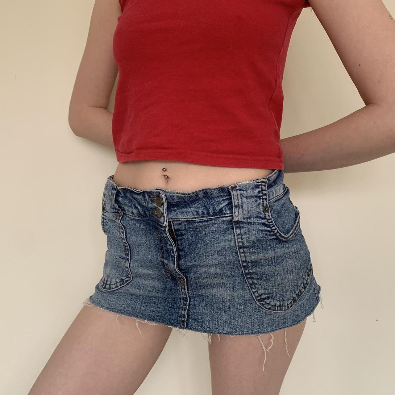 Y2k Acid Wash Low Waisted Micro Mini Denim Skirt Depop