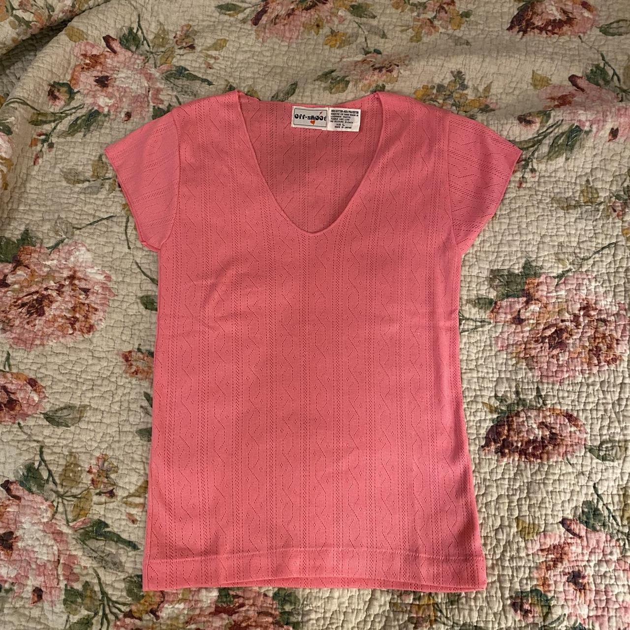 80s pointelle tee vintage pink pointelle tee. v/... - Depop