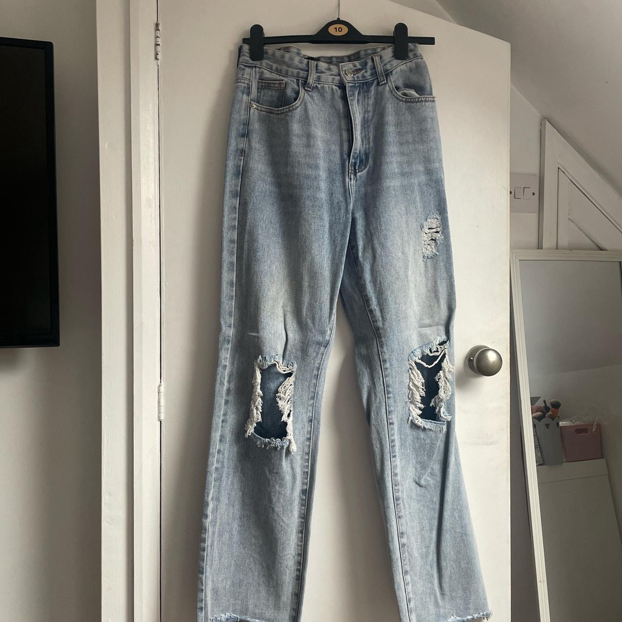 PLT distressed ripped jeans in light blue.. worn a... - Depop
