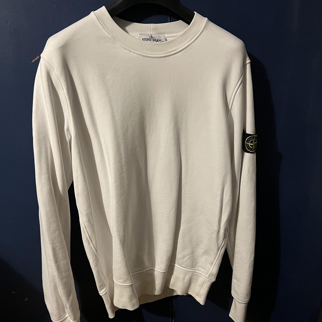 White Stone Island Crew Kneck Jumper. Worn Twice,... - Depop