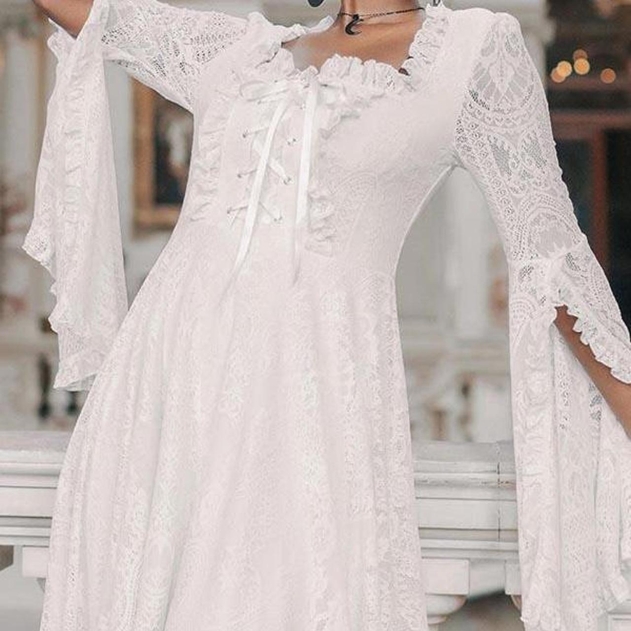 killstar killing kisses maiden dress in shade ivory.... - Depop