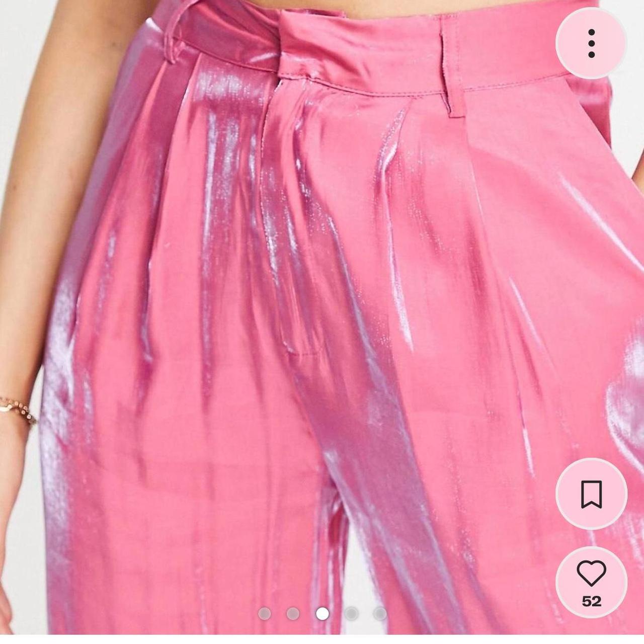 Heartbreak pink iridescent wide leg trousers. Size... - Depop