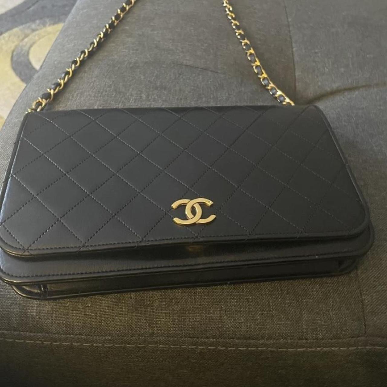 Chanel leather chain bag authentication card comes... - Depop