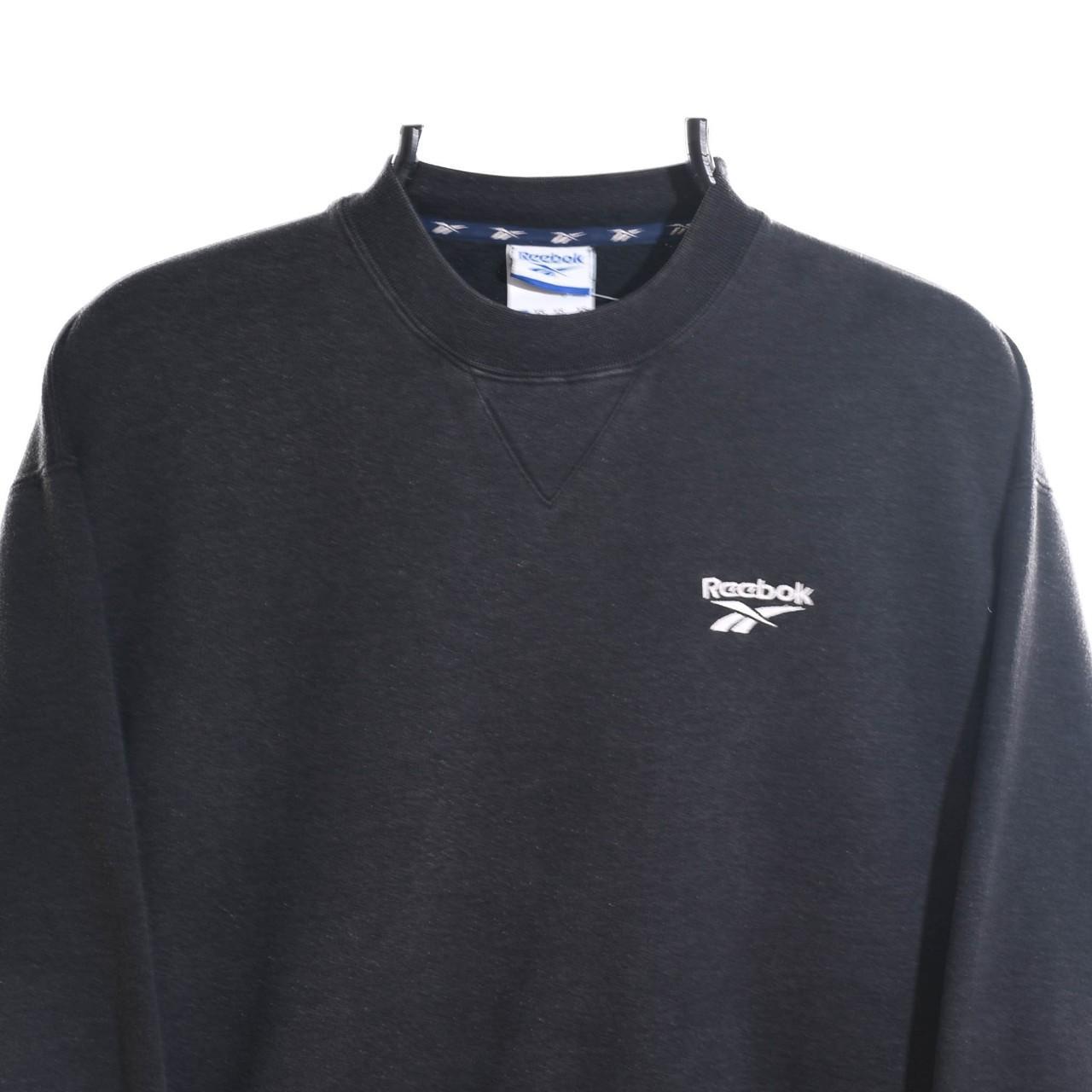 REEBOK SWEATSHIRT S/M BLACK/WHITE GOOD... - Depop