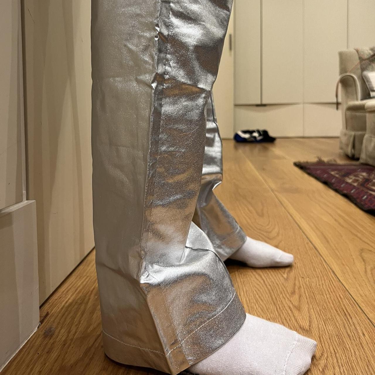 Rly cool spaceman trousers. Silver! Elastic... - Depop