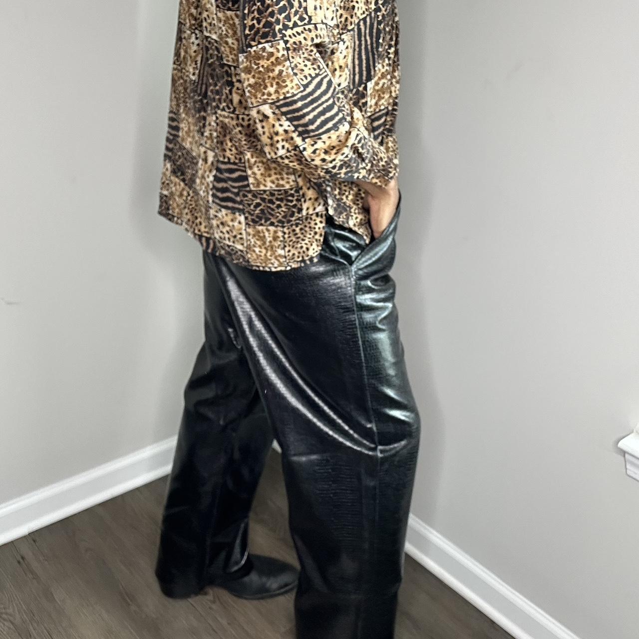 Black Gator Skin Faux Leather Pants Condition-... - Depop