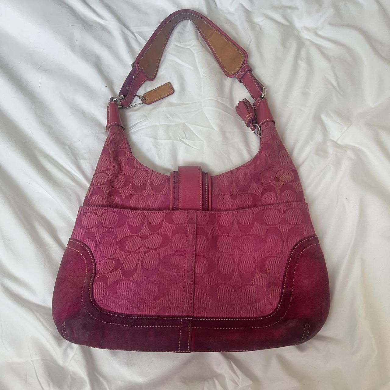 beautiful vintage hot pink coach hobo saddle bag,... - Depop