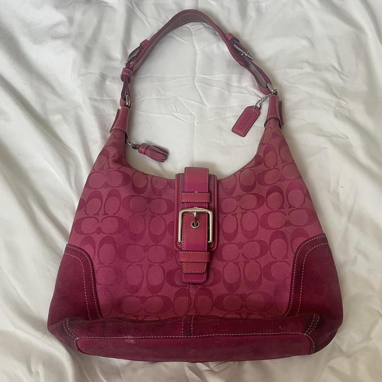beautiful vintage hot pink coach hobo saddle bag,... - Depop