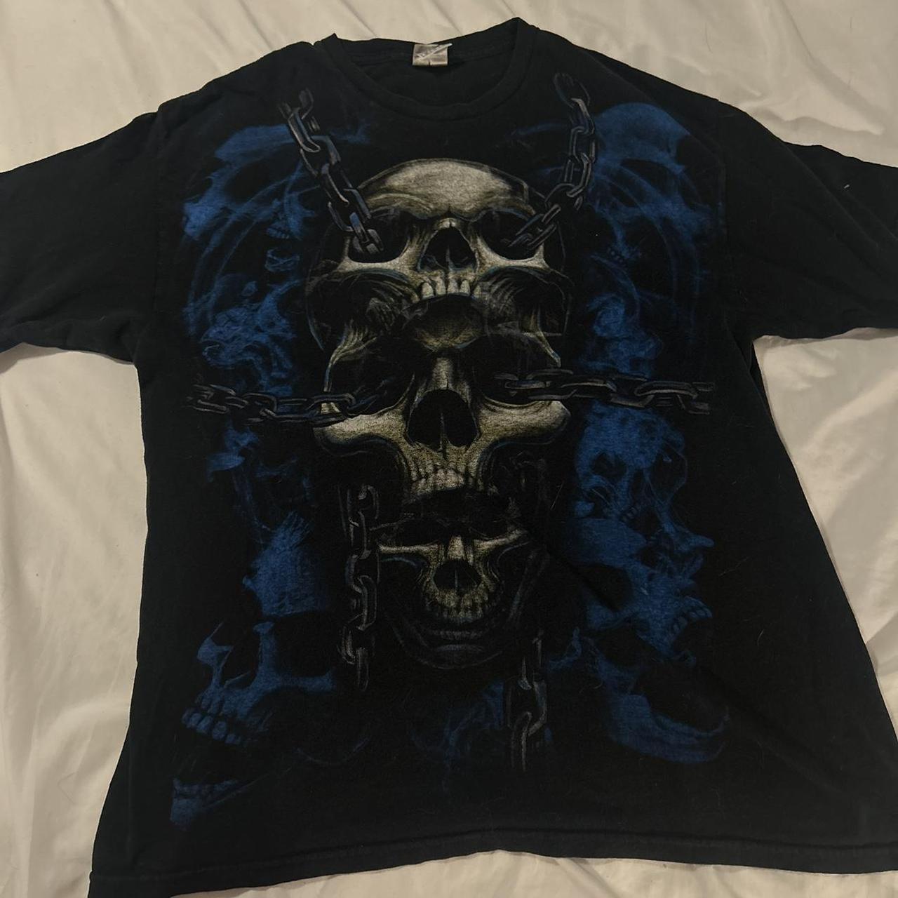 Super cool vintage skull graphic tee with a black... - Depop