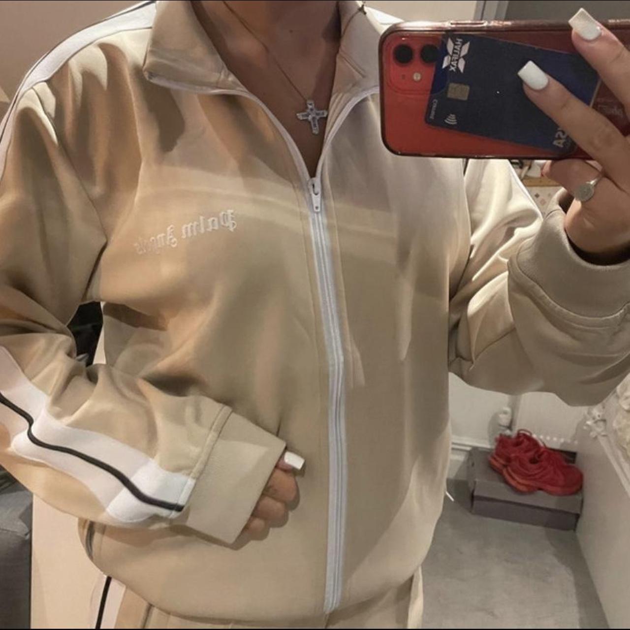 full beige palm angels tracksuit joggers and jumper... - Depop