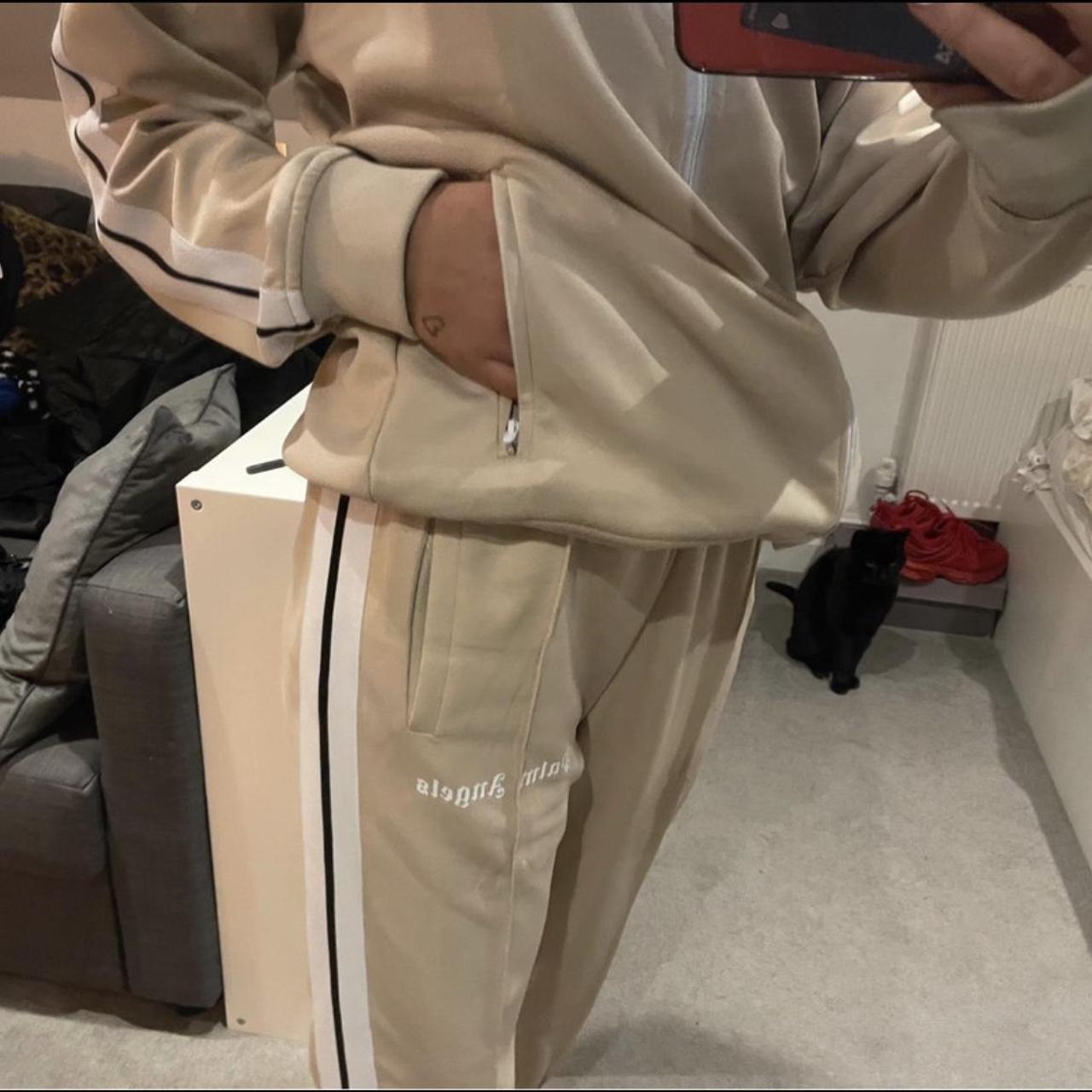 full beige palm angels tracksuit joggers and jumper... - Depop